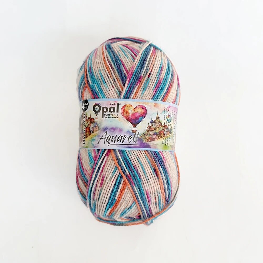 Пряжа Aquarell 4-х нитка опальная шерстяная 75% шерсть 25% полиамид 11536 Air Balloon