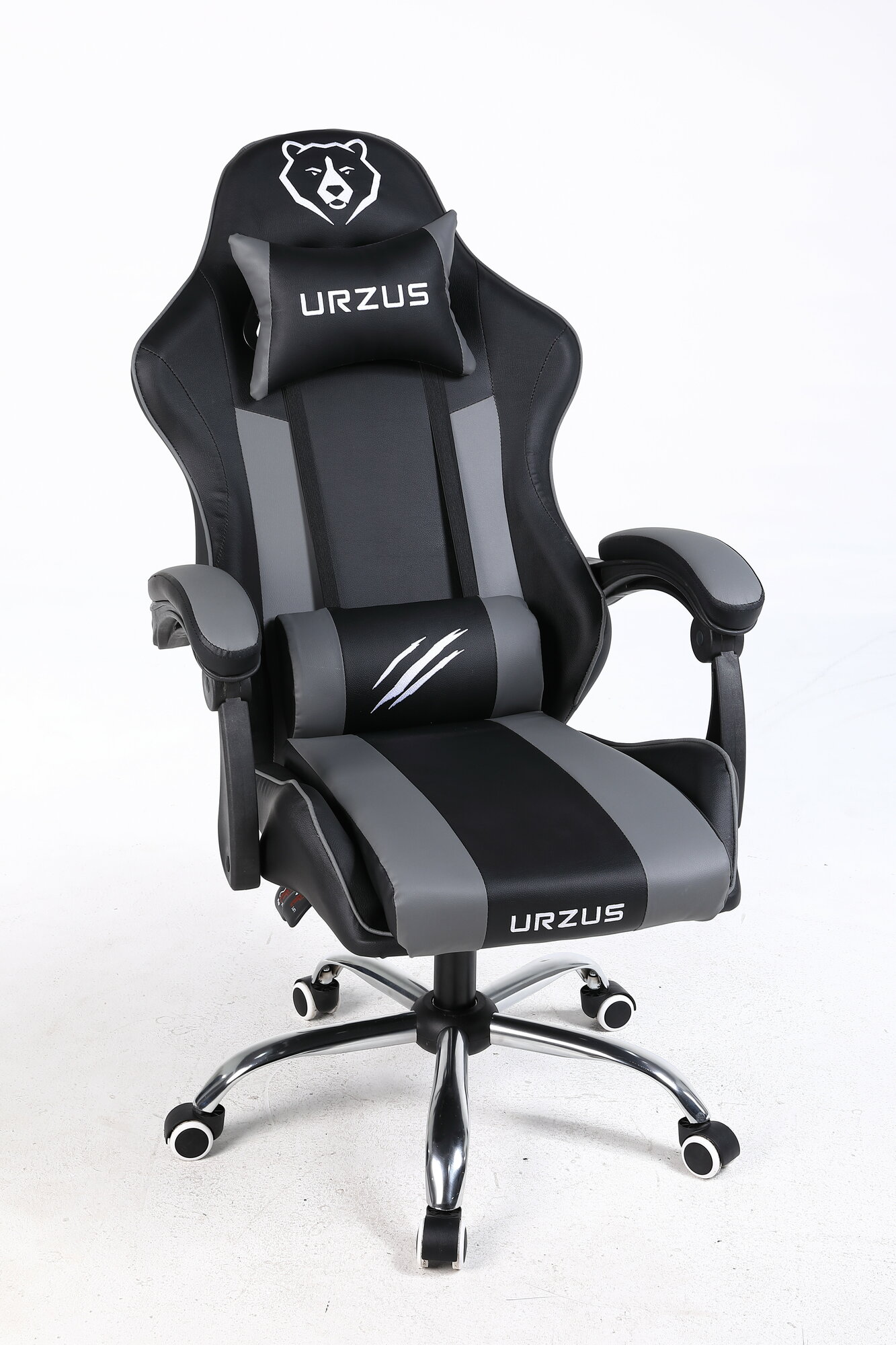 Кресло компьютерное игровое URZUS Fighter Black-Grey экокожа (UR-7351129)