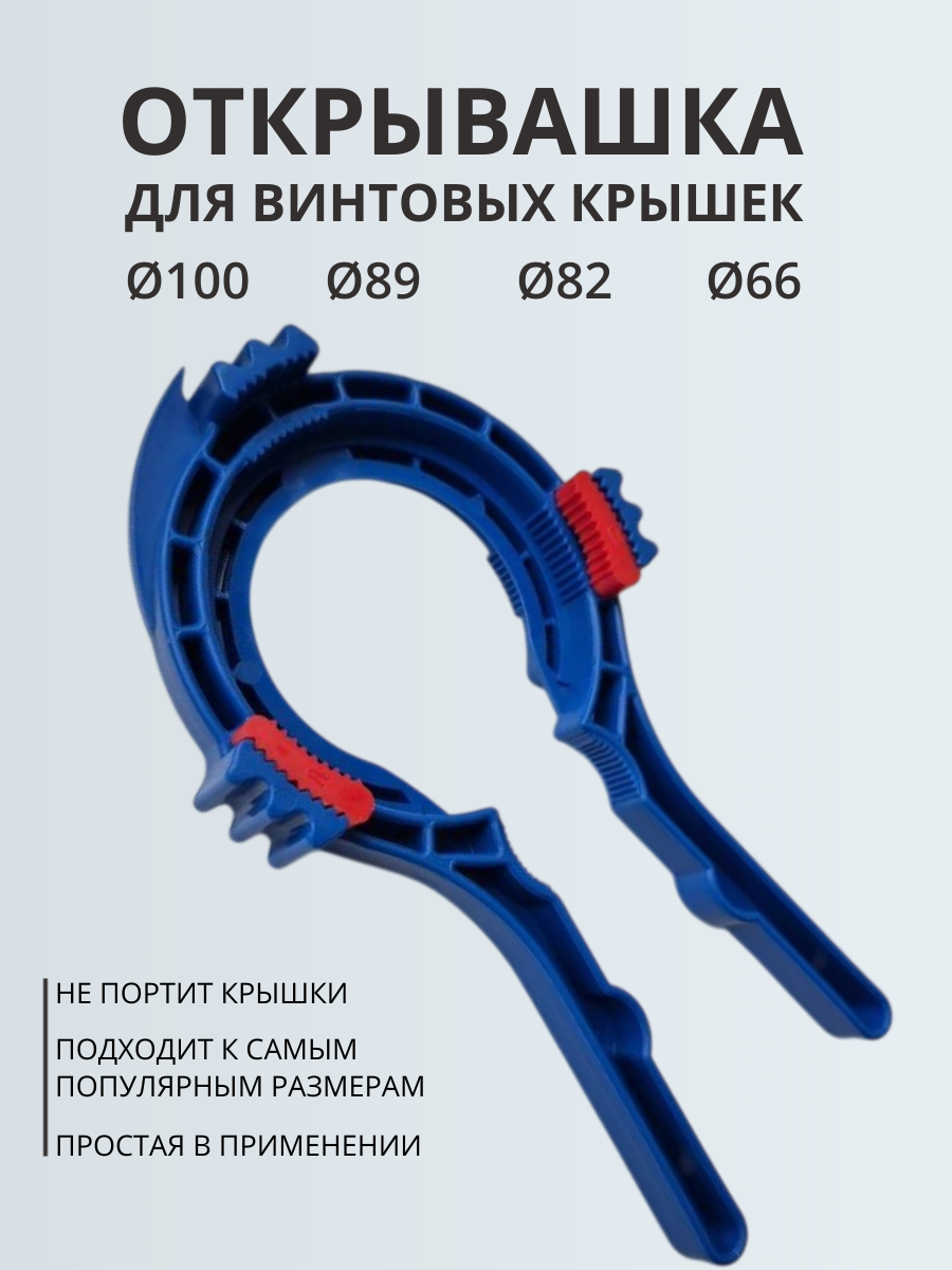 Открывашка для банок с винтовыми крышками. 5+ синий. Универсальная открывалка для винтовых крышек.