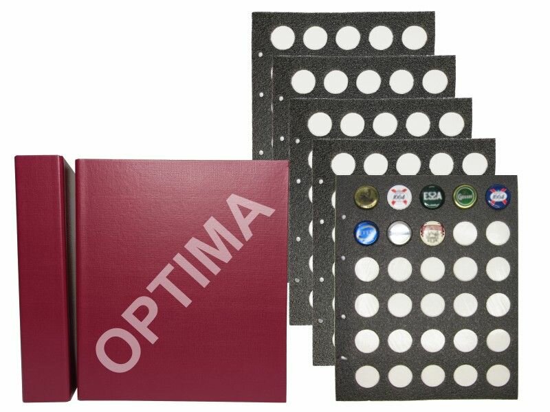Альбом c листами для пивных пробок, цвет бордовы. Формат 'OPTIMA'. Сомс