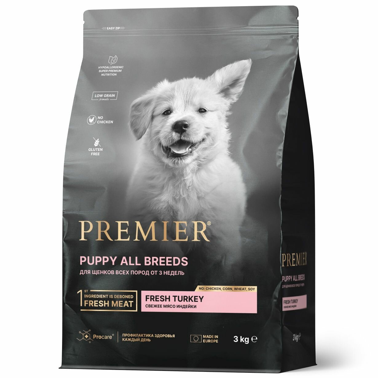 Сухой корм Premier Dog Turkey PUPPY (Свежее мясо индейки для щенков) 3 кг
