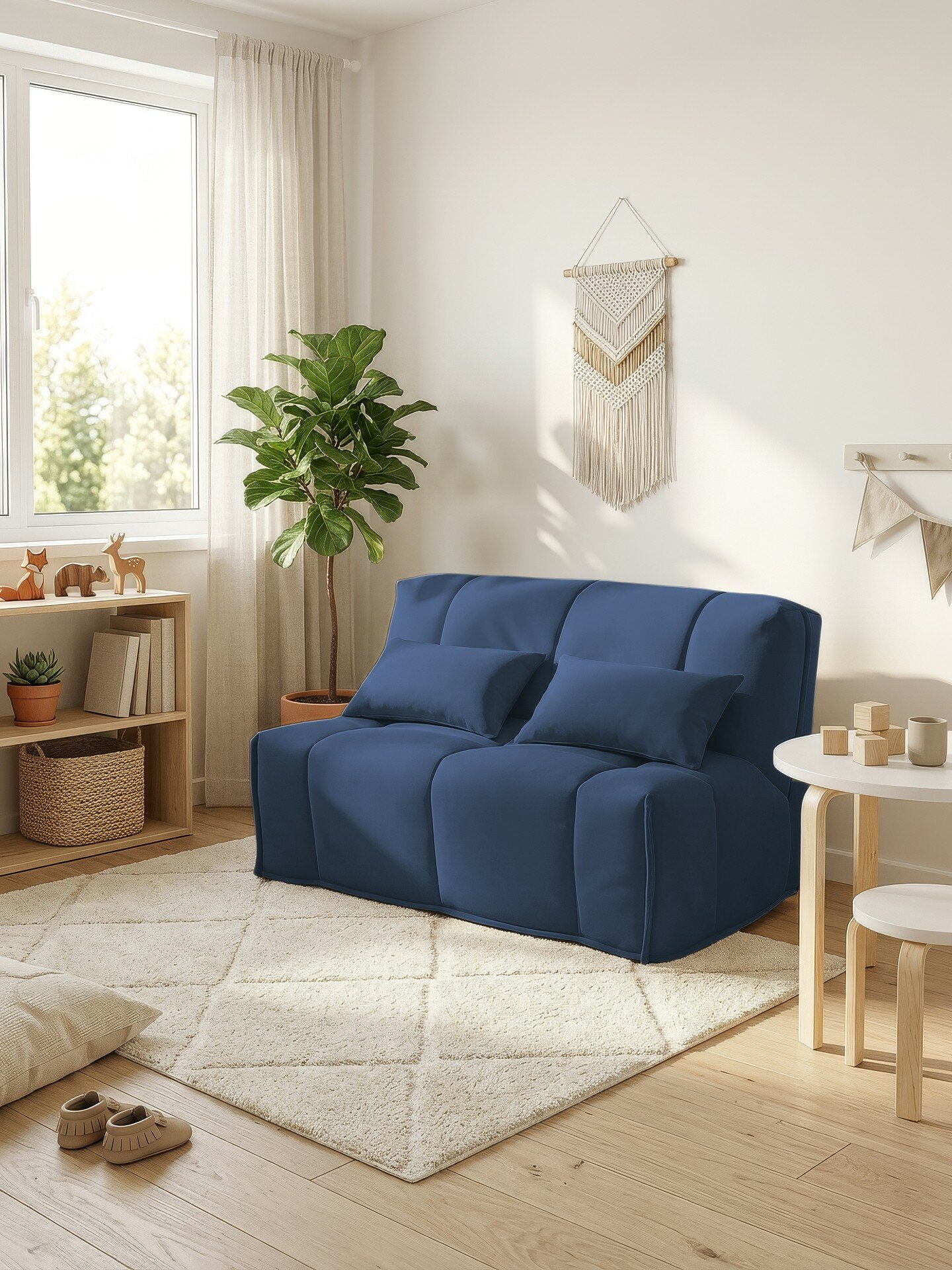 Диван Клауд Лайт Velutto 54 NOW 185x105x88 см, синий Велютто, аккордеон Дом мебели для вас