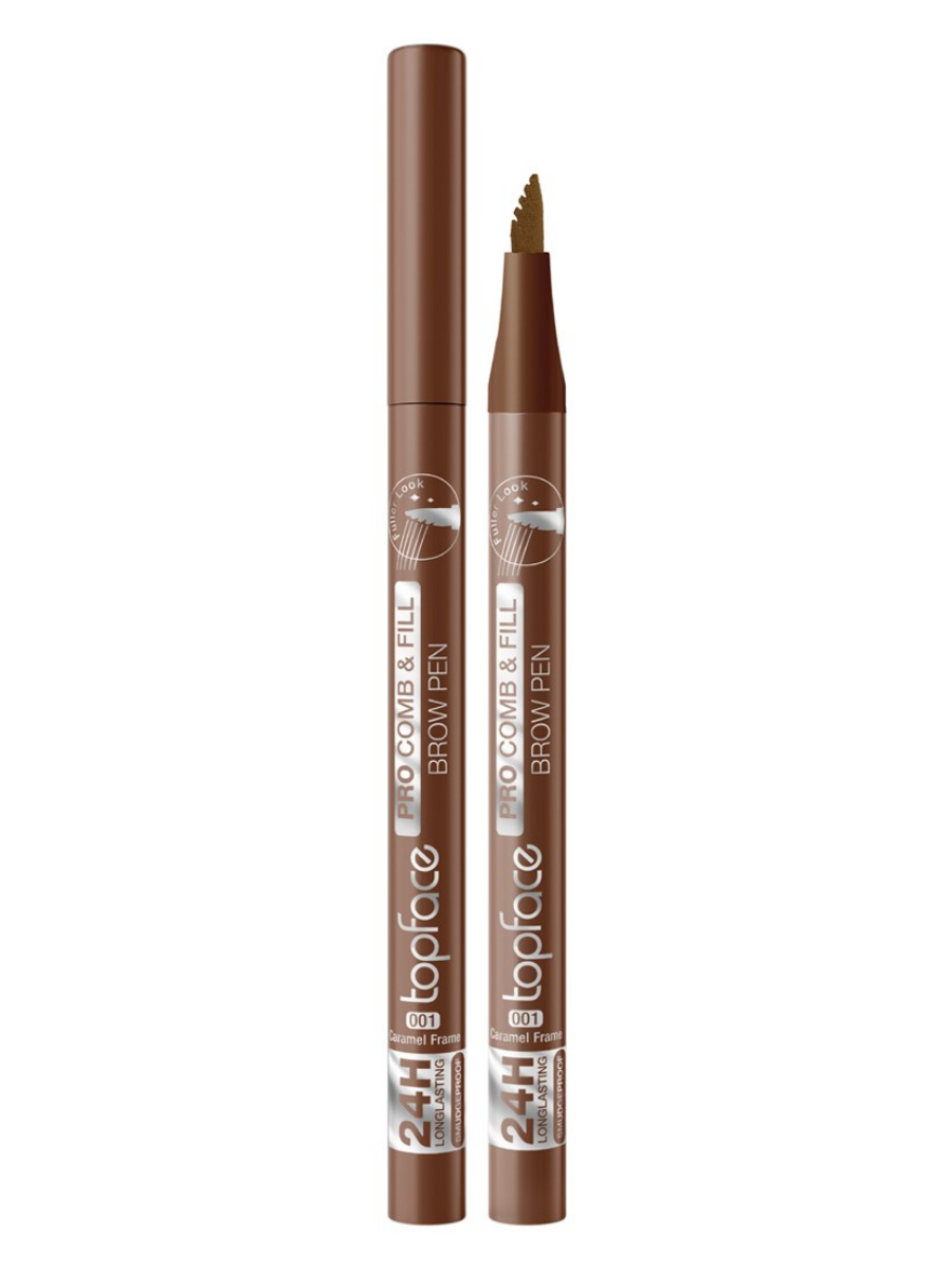 Подводка Topface Pro Comb & Fill Brow Pen, Фломастер для бровей, Caramel Frame