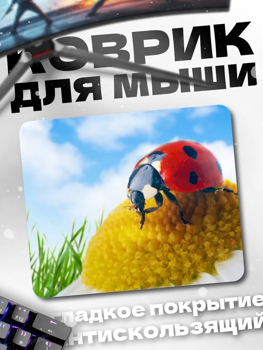 Коврик для мыши Божья коровка на цветке