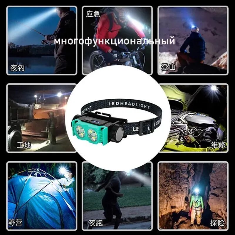 Фонарь-прожектор LED HEADLIGHT, 10Вт, 1600 Лм, 500м, Лазурный — фото 1