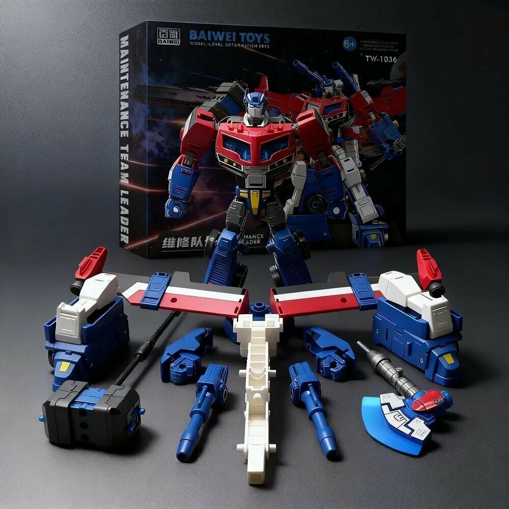 Трансформер BAIWEI TW-1036 Анимация-Оптимус Прайм /Optimus Prime - лидер ремонтной бригады :18cm, Деформация два в одном, Роботы, Подарок мальчику, подарок коллекционеру