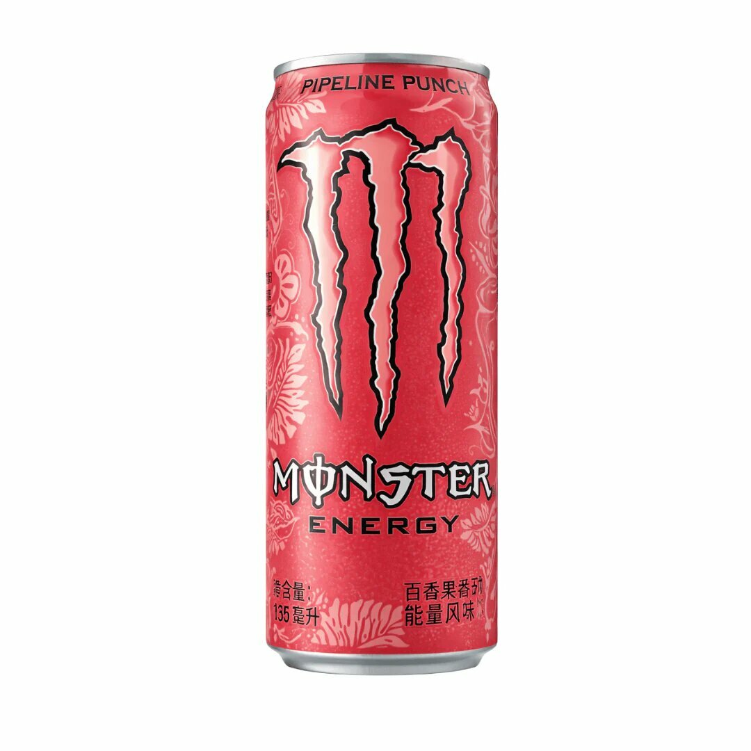 Monster Energy Pipeline Punch, 0.33 л, 12 шт, slim-банка (энергетический, розовый, маракуя-апельсин-гуава, Китай)
