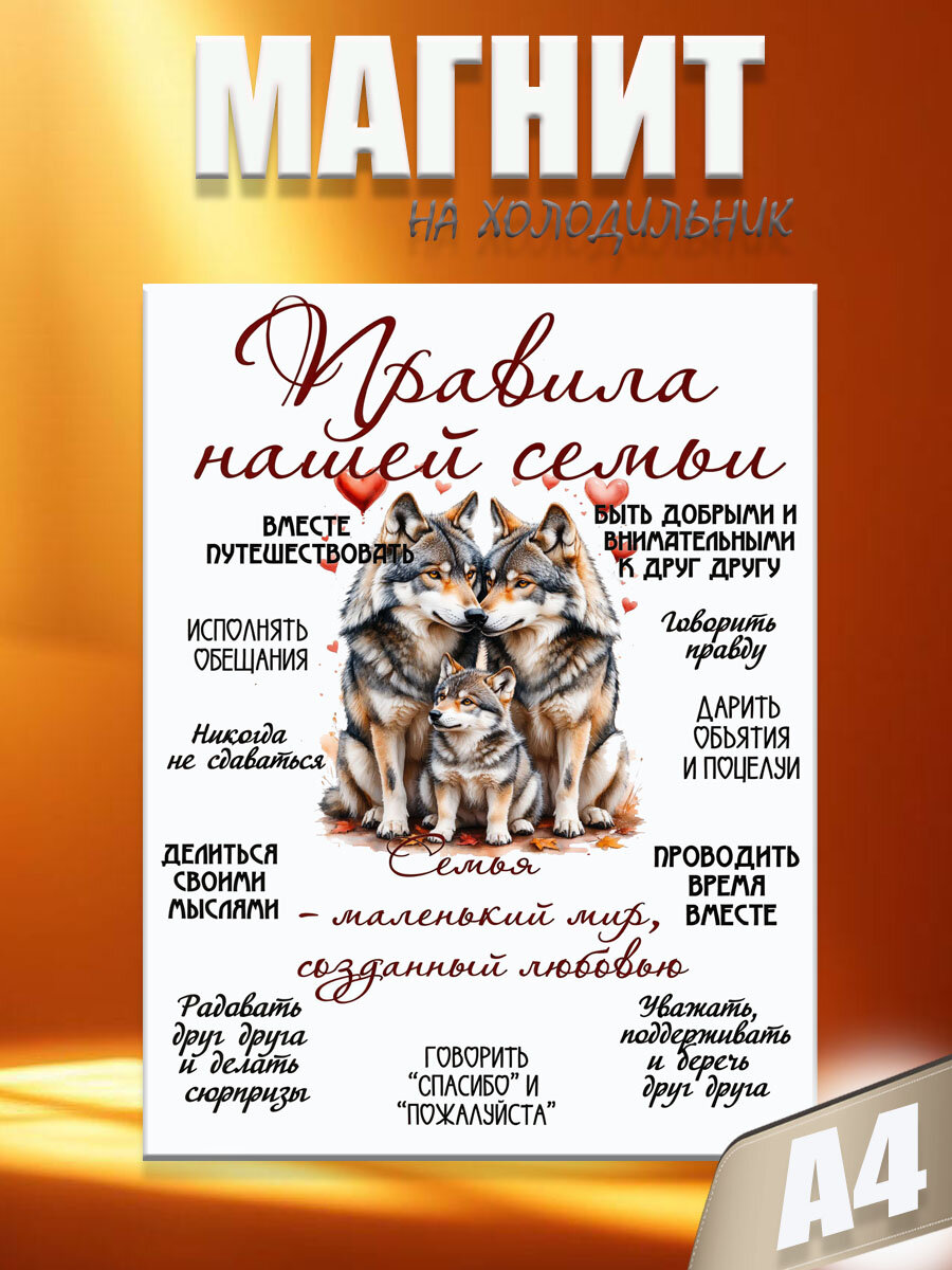 Магнит на холодильник "Правила семьи"