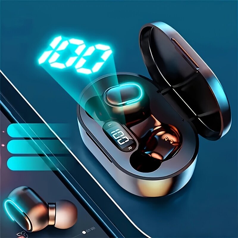 Беспроводные наушники E7S TWS для спорта, черные, с зарядным кейсом и микрофоном
