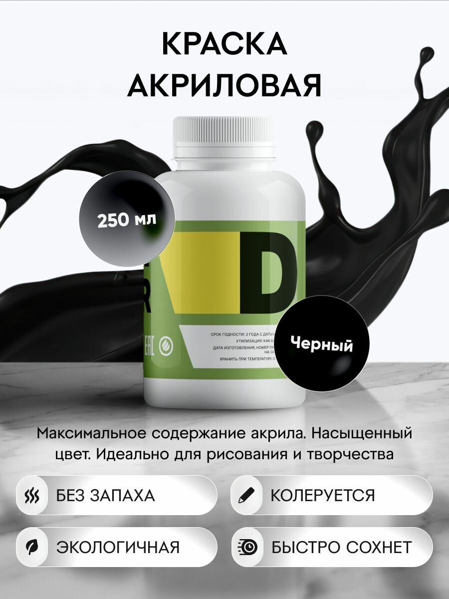 Акриловая краска черная DESSA DECOR 250 мл