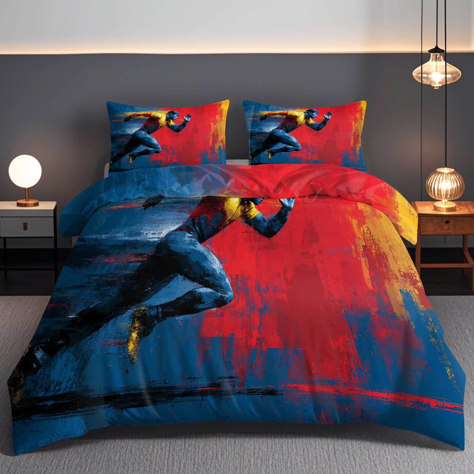 Спорт Комплект постельного белья 1.5/2-сп/Евро 3 предмета 175x215cm Граффити Mикрофибра 2 наволочки 70х70