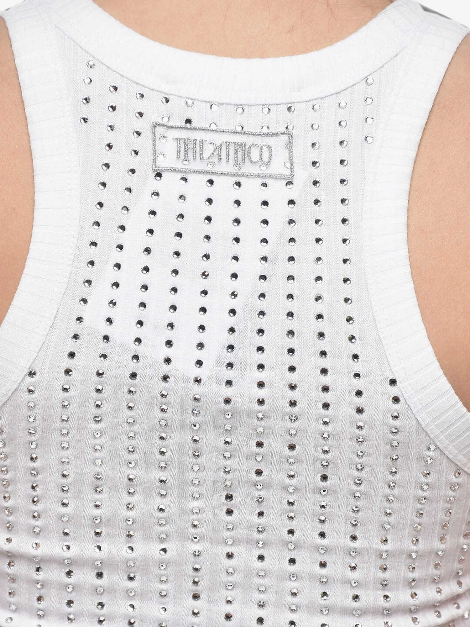 Топ The Attico White tank top, размер 38, бежевый/белый — фото 1