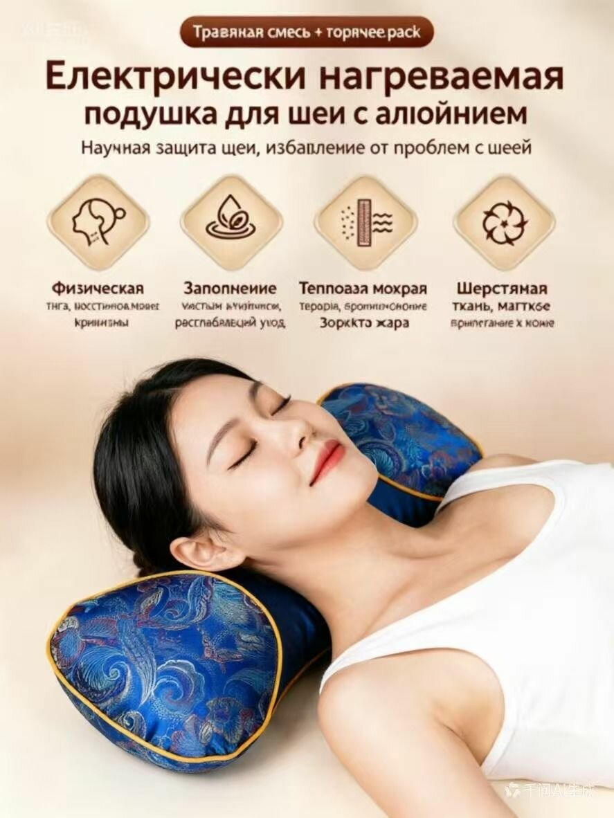 Теплая подушка из полыни и электрогрелка
