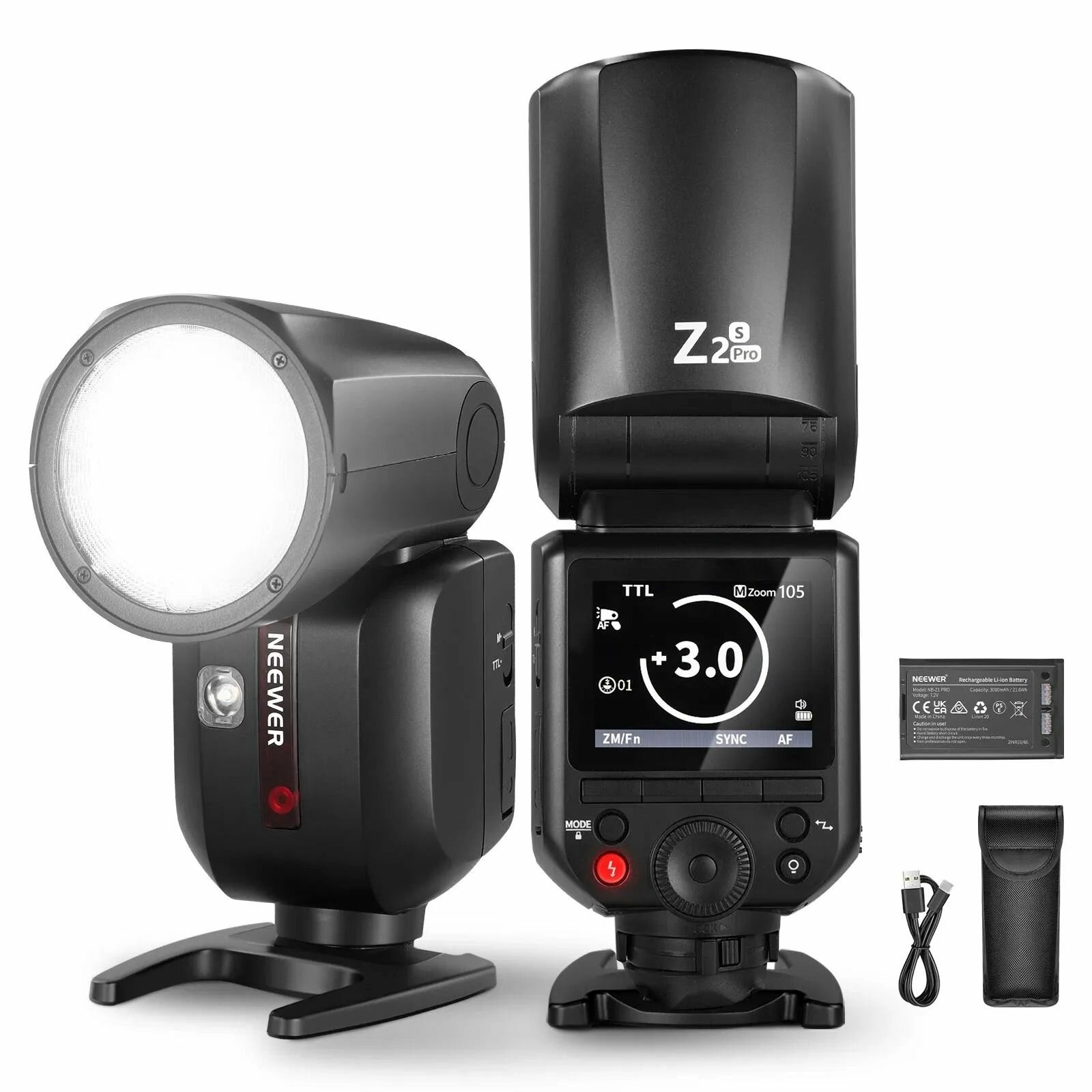 NEEWER Z2 PRO, 2,4 G TTL вспышка с круглой головкой, совместимая с Sony / Nikon / Canon
