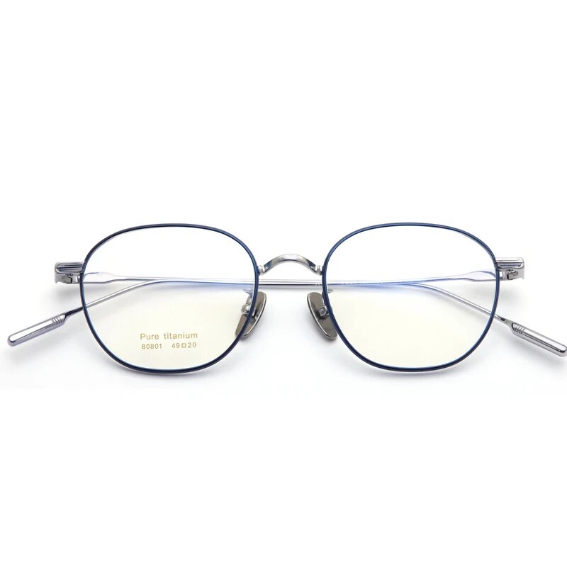 Ретро квадратные очки MUZZ из титана Blue Silver