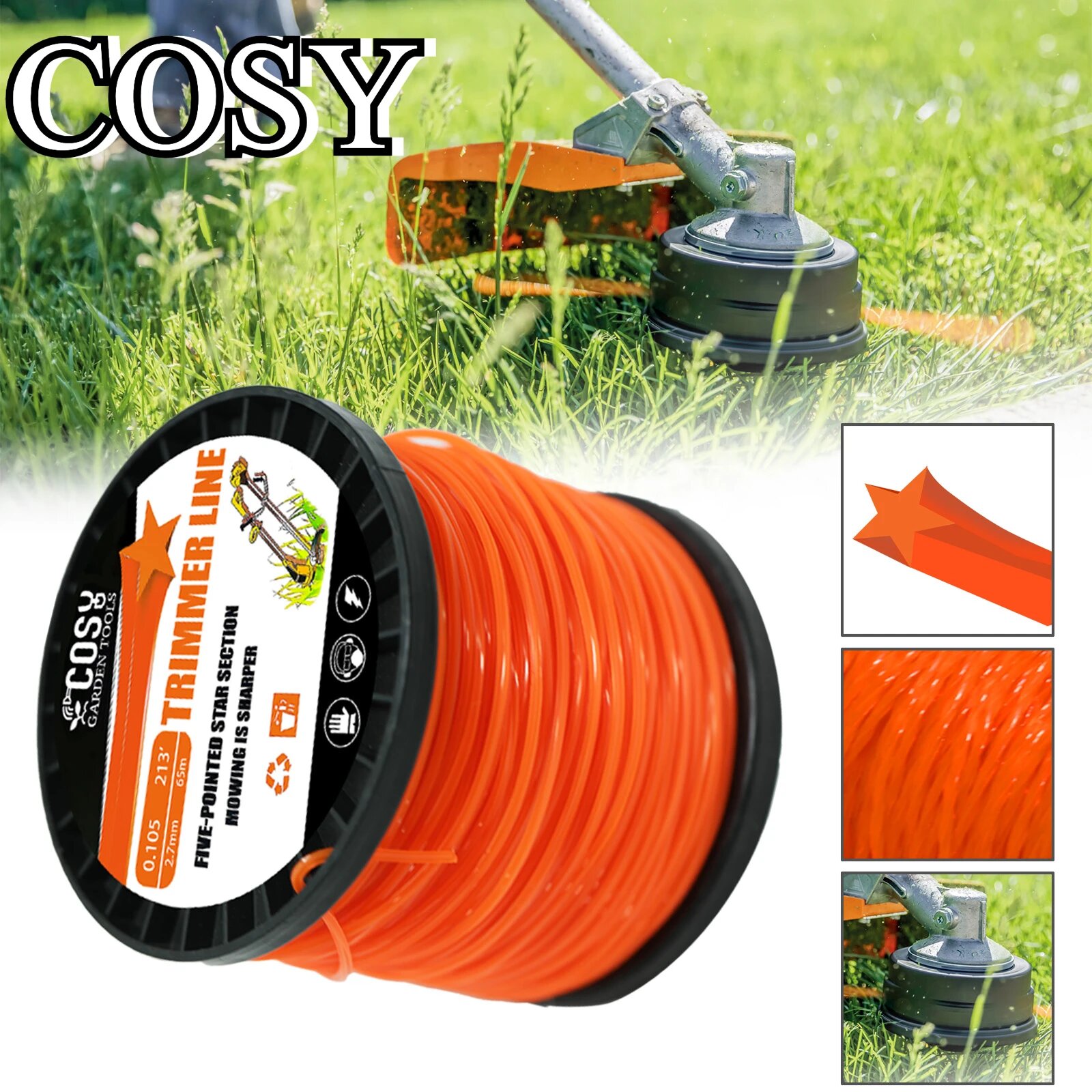 Леска нейлоновая COSY оранжевая 2.4mm 130m