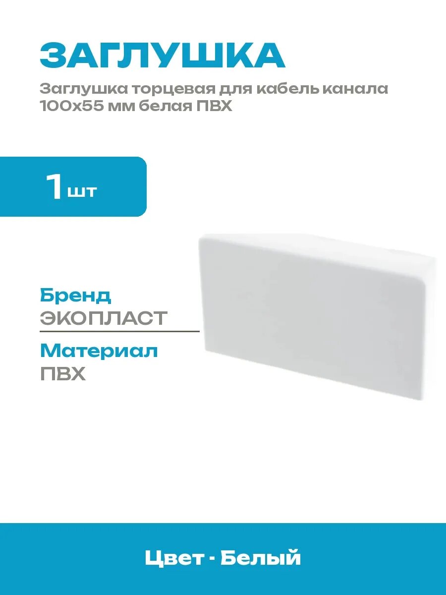 Заглушка для кабель канала 100х55 белая торцевая ПВХ 1 шт