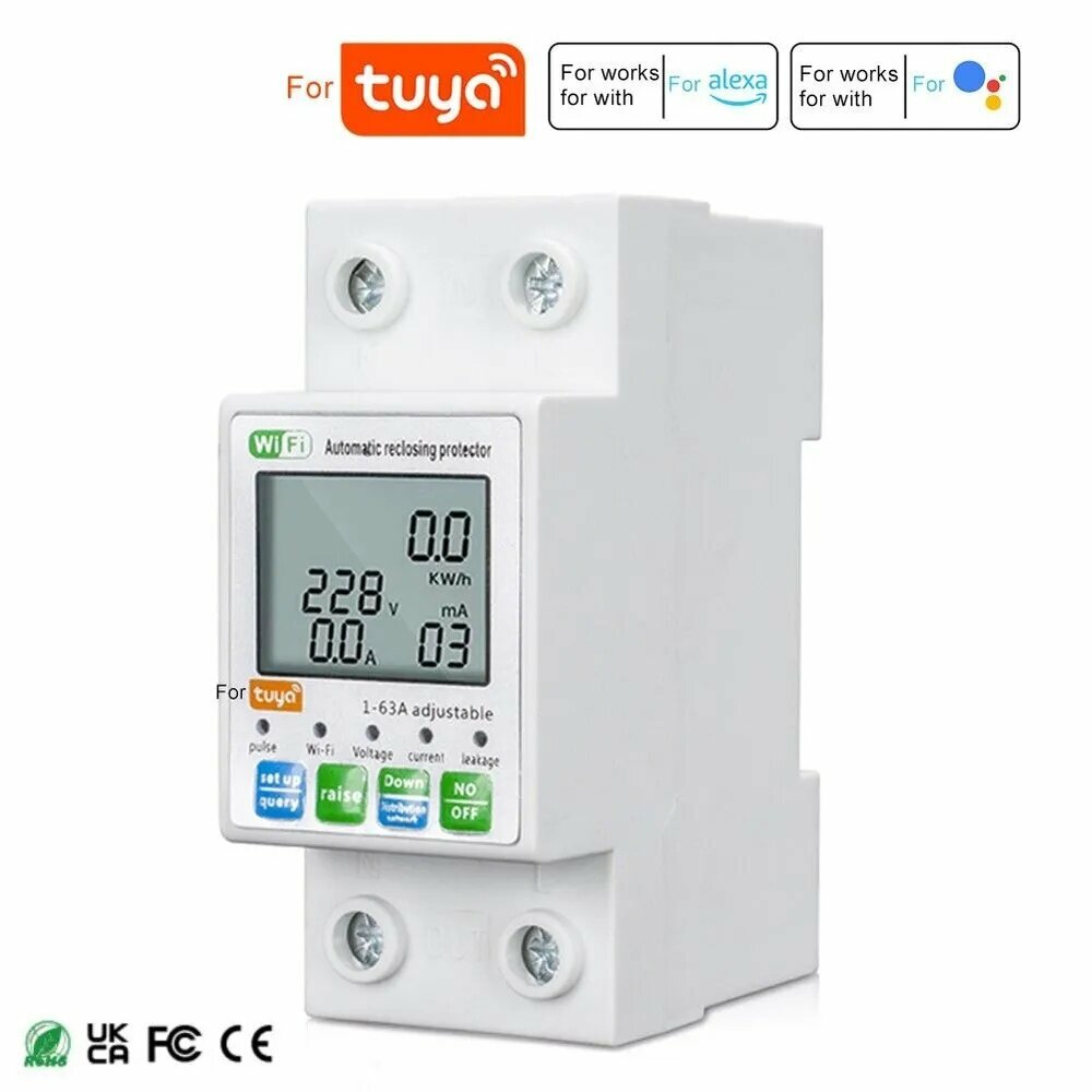 OZ-WDWM-для Tuya WiFi Smart Reset Protector Switch Current Breaker Meter AC80-300V