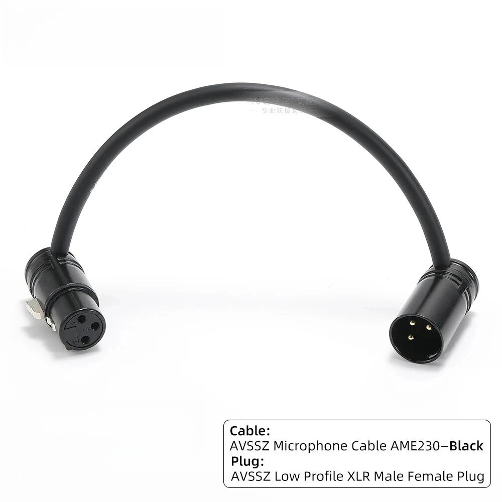 Yinfonic 3-контактный XLR кабель прямой угол Черный, 0.5m, Black Short XLRCable