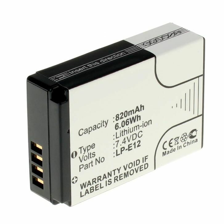 Аккумуляторная батарея iBatt 820mAh для фотоаппарата Canon EOS 100D, EOS M (LP-E12)
