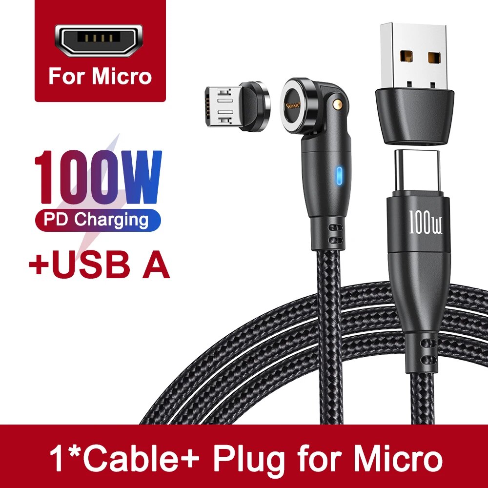 100W Micro USB кабель, черный, 1м
