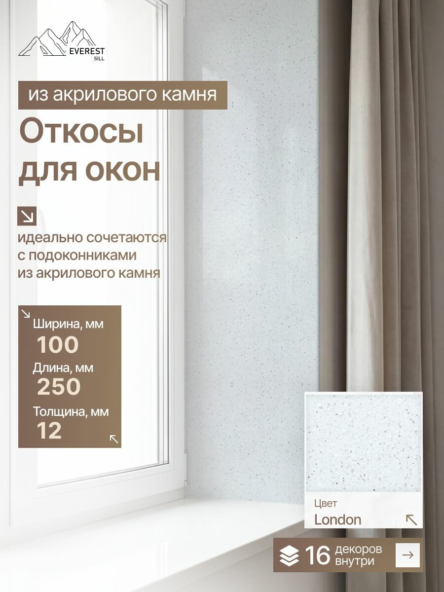 Откос из искусственного камня 250x100x12мм London глянцевый