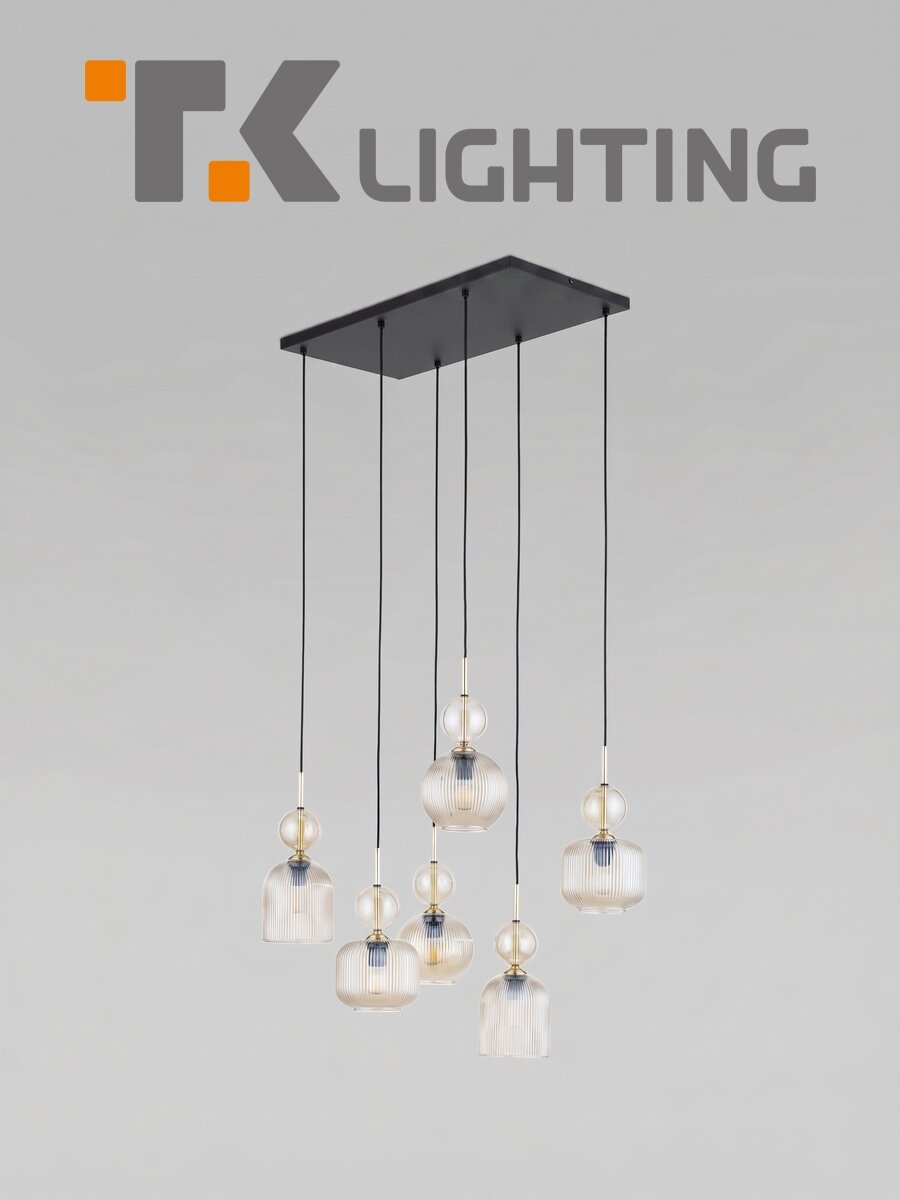 Люстра / Подвесной светильник TK Lighting Sophia Cognac 11044, E14, 10 Вт, цвет черный/янтарный