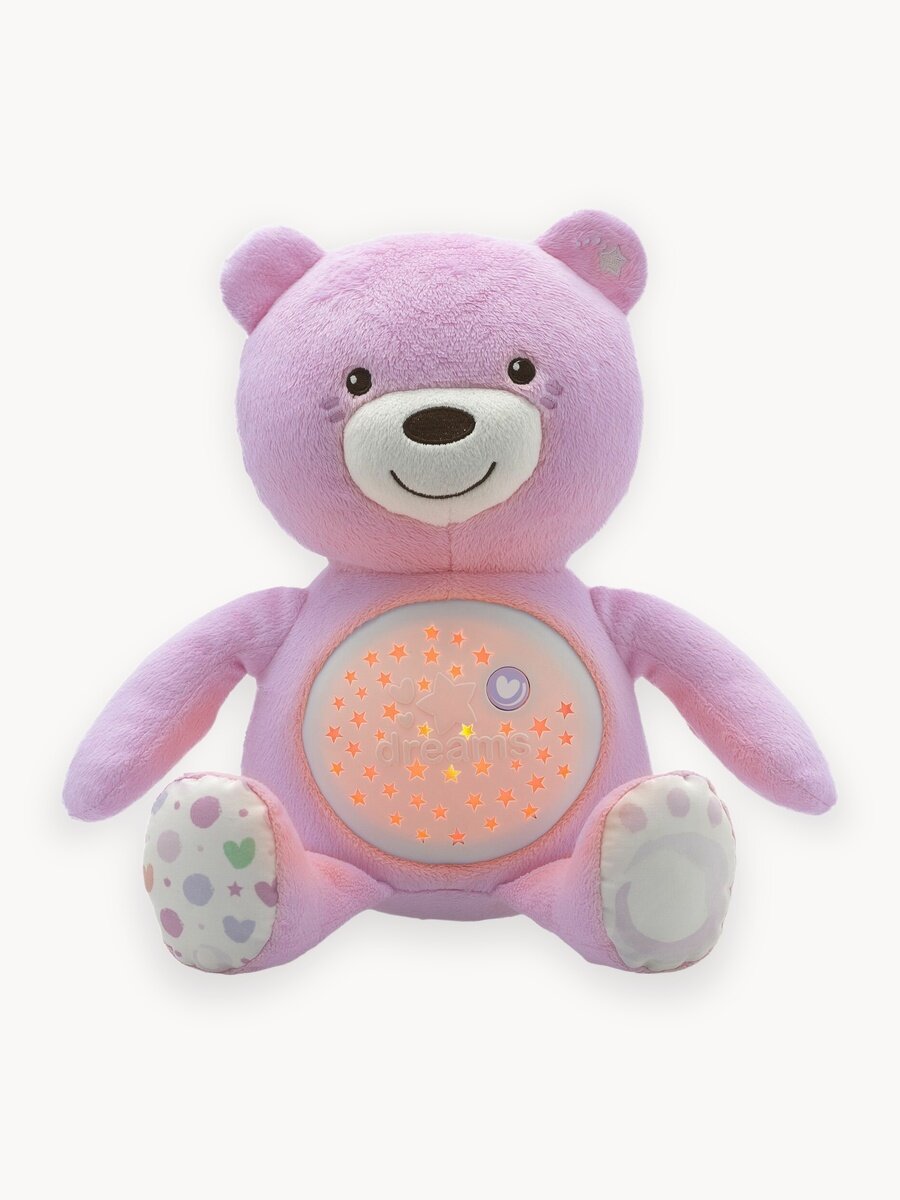 Мягкая игрушка-проектор Chicco «Мишка» ночник с мелодиями, розовый