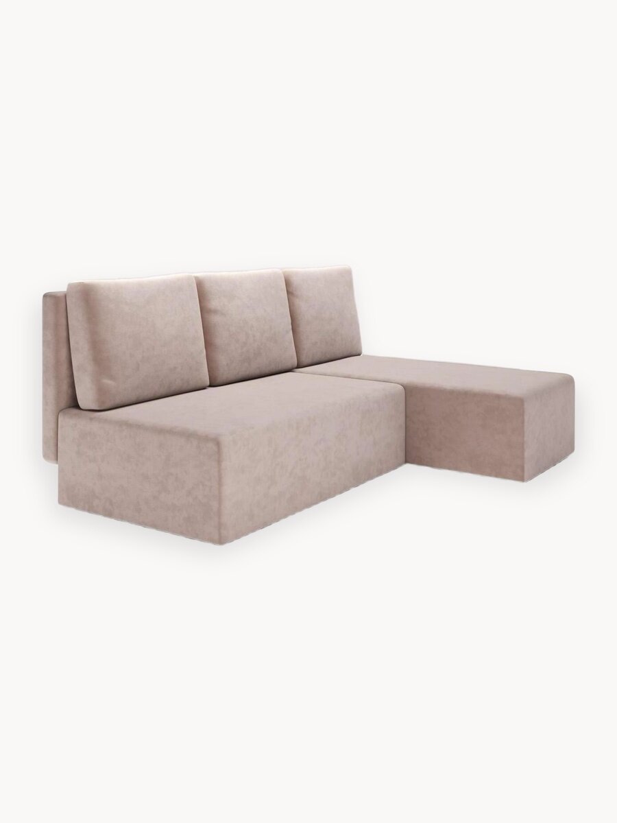 Угловой диван-кровать Manons Maison Каир, угол универсальный, раскладной механизм Еврокнижка, Велюр светло-розовый, 195х140х86 см