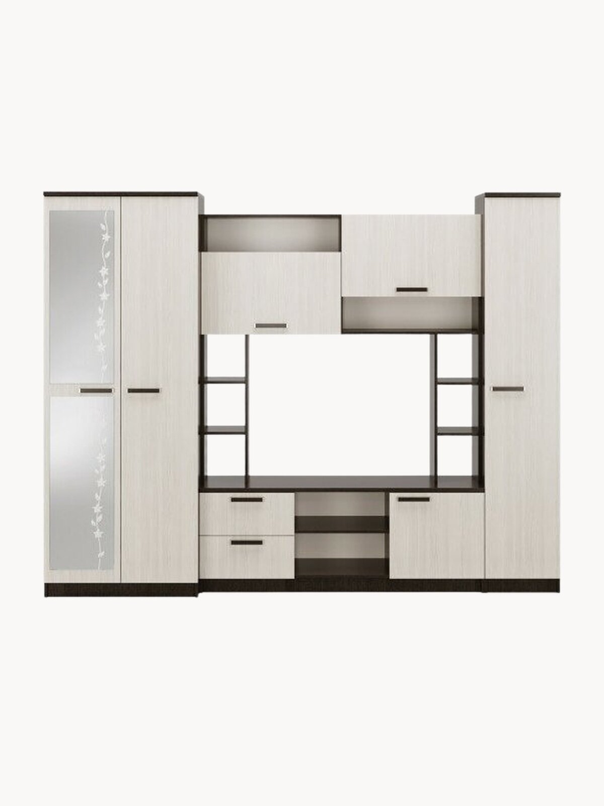 Гостиная BTS Флора, венге, с зеркалом, 270 см x 210 см x 54 см