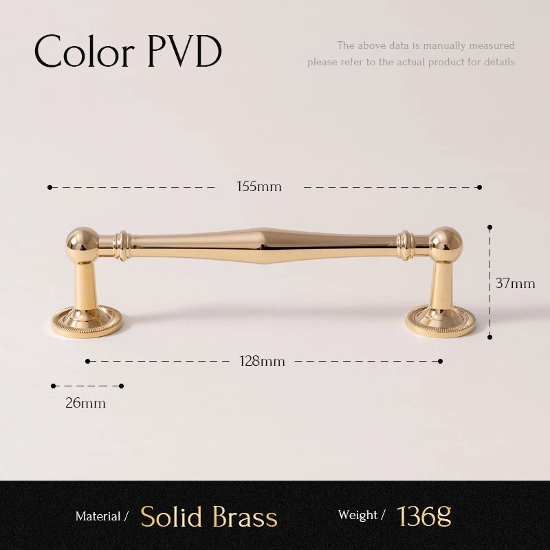 Сантая Латунные ручки для шкафов с золотым покрытием Pitch-row-128mm