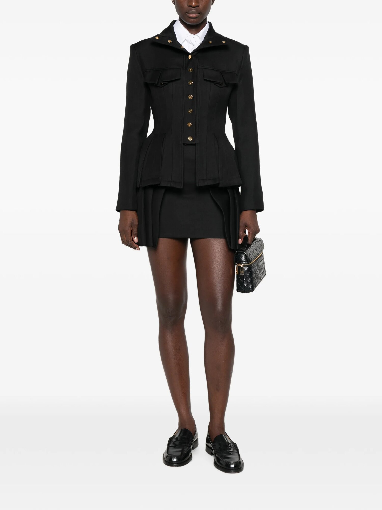 Куртка Elisabetta Franchi Peplum button-up jacket, размер 42, черный — фото 1