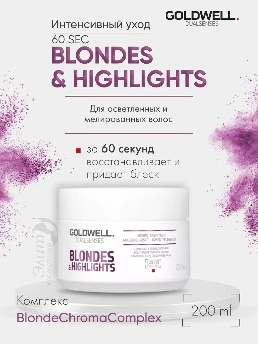 Goldwell Dualsenses Blondes Highlights 60 Sec. Treatment - Интенсивный уход за 60 секунд 200 мл