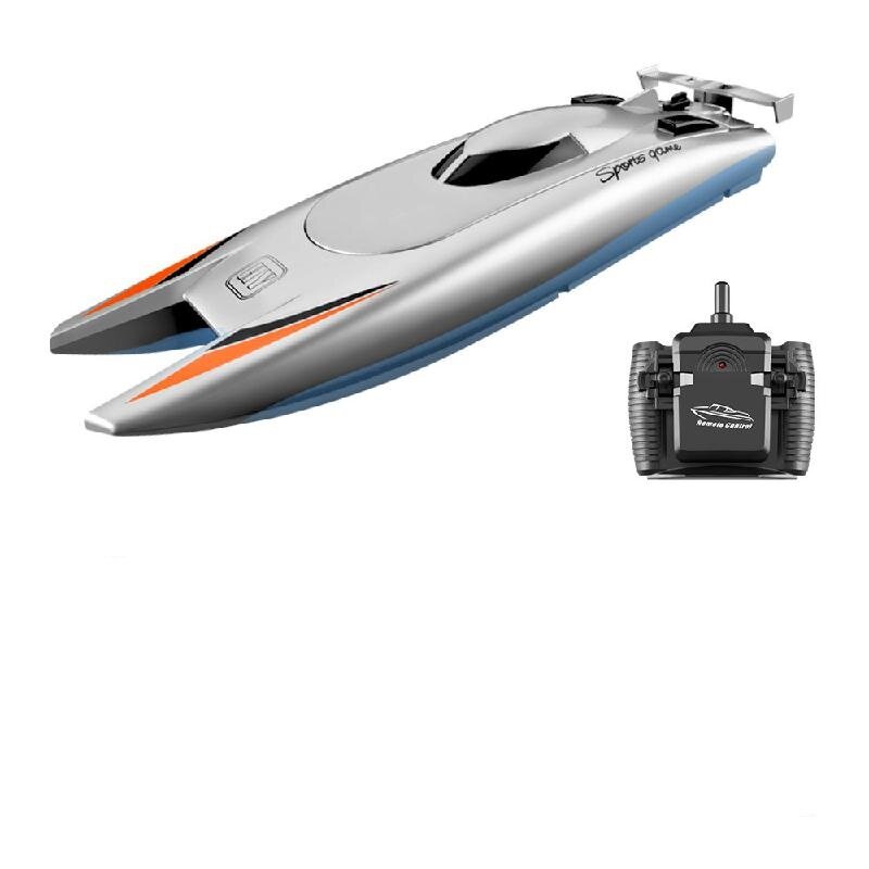 Радио RC лодка высокоскоростное дистанционное управление двойной моторной гоночной гоночной лодки на открытом воздухе воды космического корабля игрушка подарок для детей взрослый мальчик RC лодка (серебро)