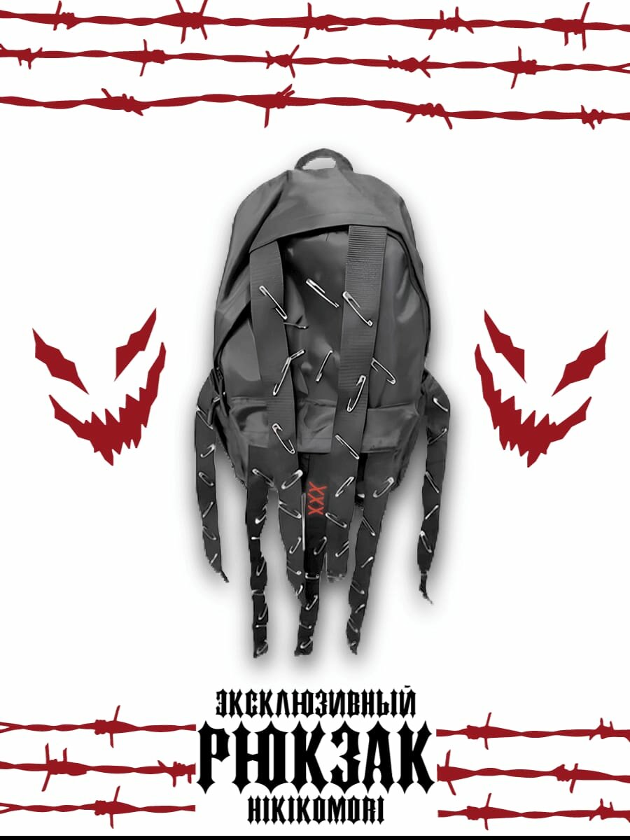 Рюкзак аниме с лентами Hikikomori Kai с булавками с крестами