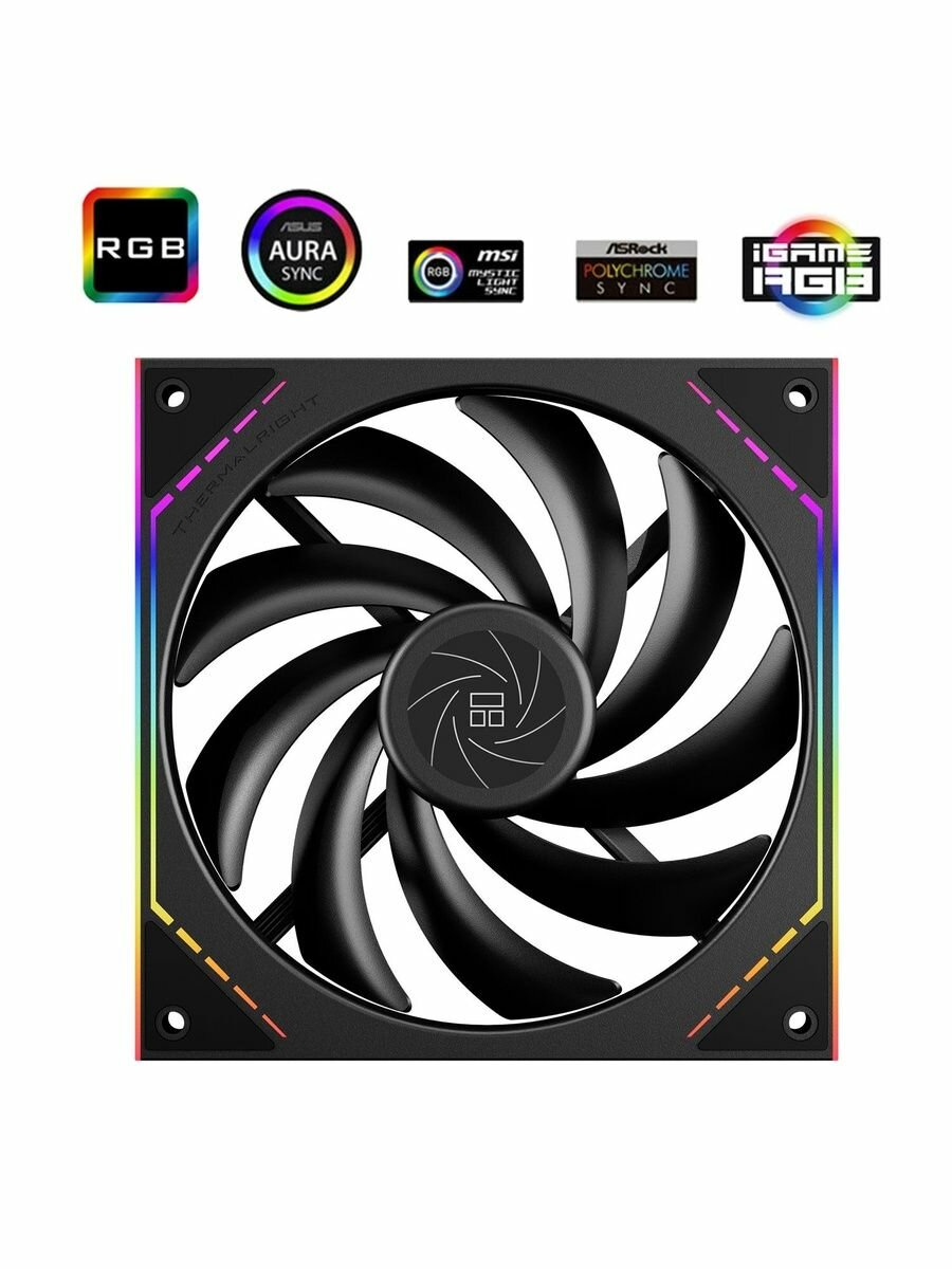 Вентилятор для корпуса компьютера Thermalright TL-M140 тихий 140мм черный с ARGB