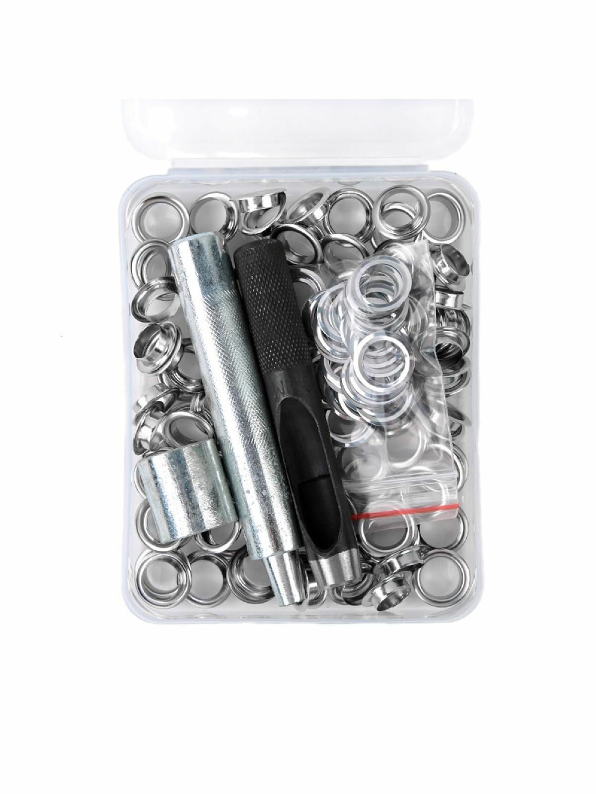 Набор люверсов 6/8/10 мм с инструментом, серебро 10 мм