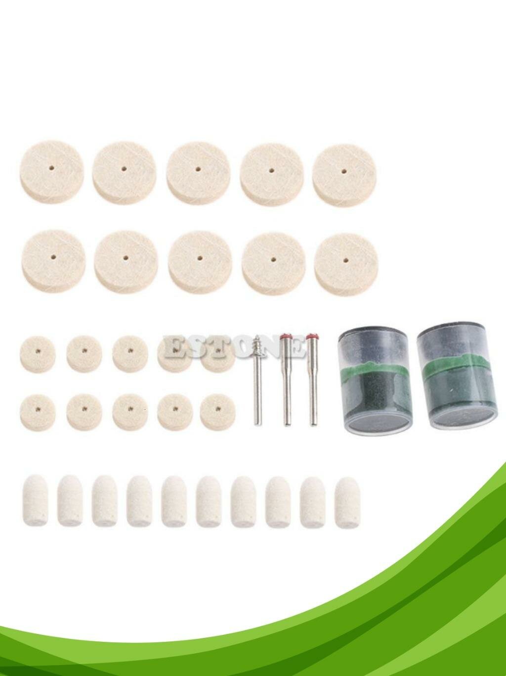 Набор фетровых полировальных дисков 35 шт. для роторных инструментов 1/8", Белый