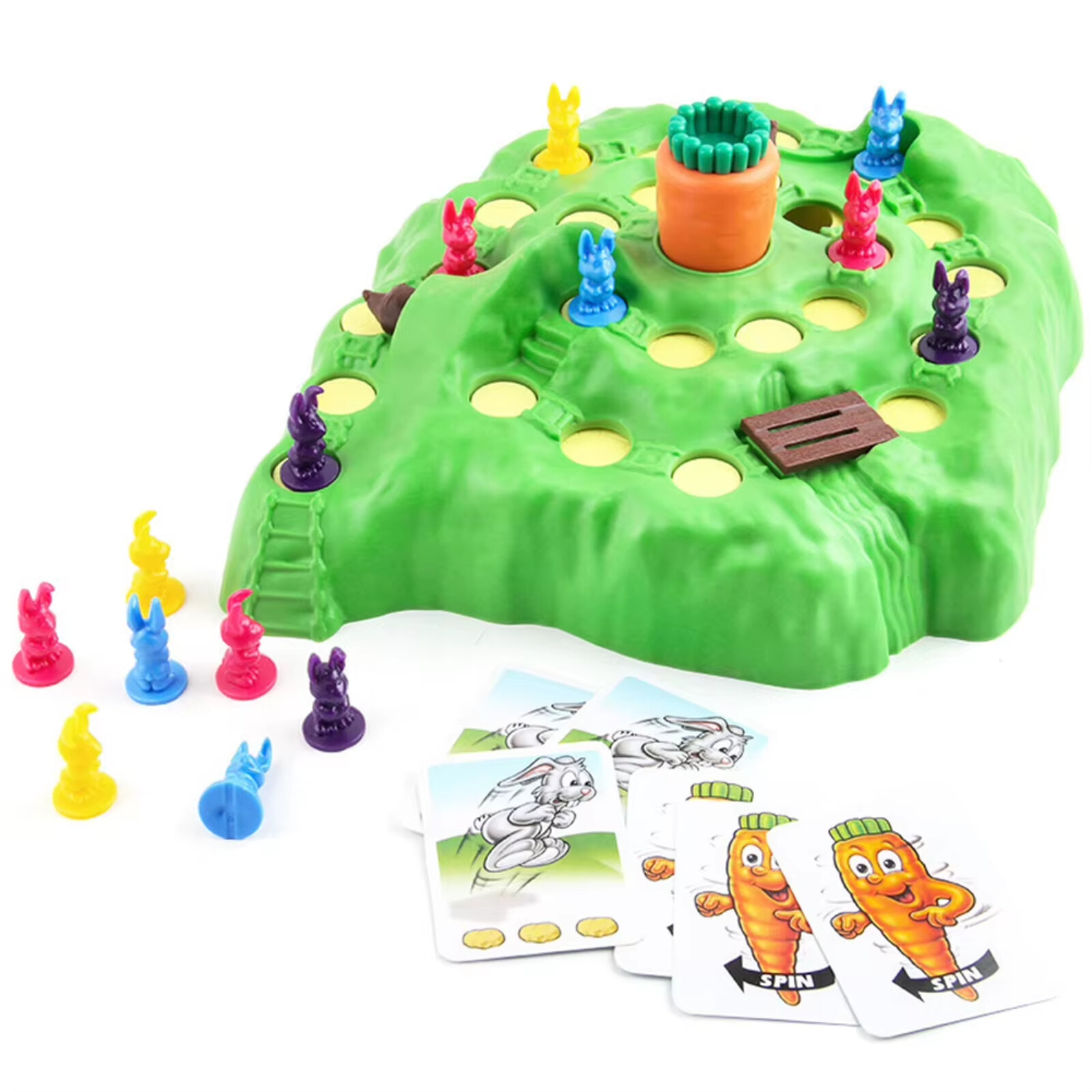 Игровая доска Rabbit Cross Country Match Rabbit Chess Rabbit Trap, размер 29.5*25.3*10.5 см, упаковка Card Adventure Simple Gift Box, материал пластик, возраст 3 года+, аксессуары: 1 игровой диск + 24 карты + 16 кроликов + 1 инструкция, батарей не