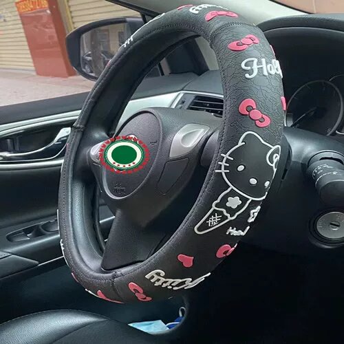 Модель автомобиля Hello Kitty 3D черного цвета для всех сезонов, экологичная игрушечная машина 12 см