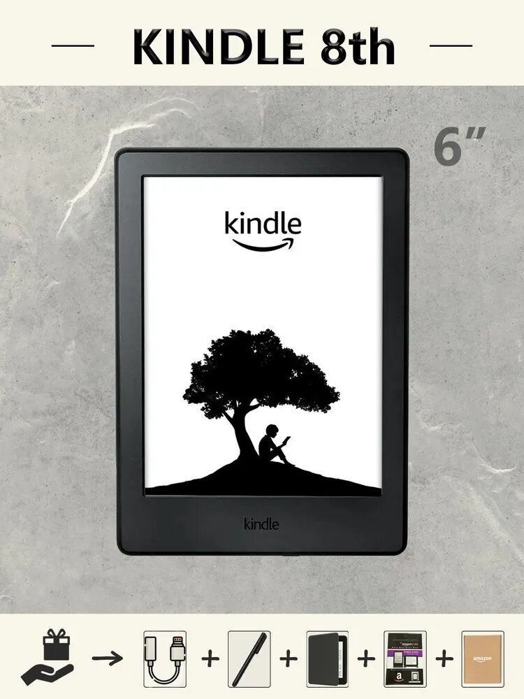 Amazon 6" Электронная книга Осталась только 1 электронная книга Kindle 8 E-ink 4GB, черный матовый