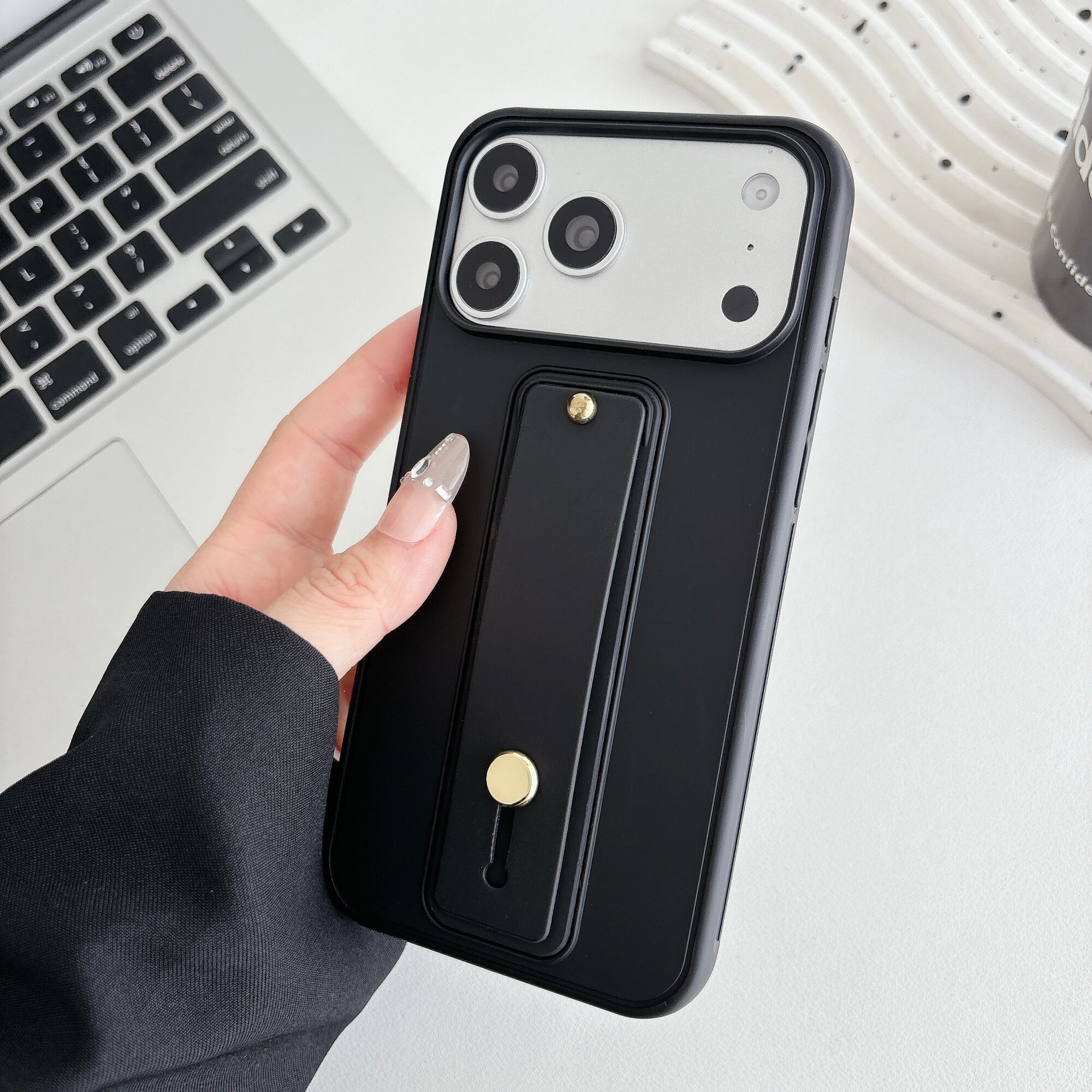 Чехол для Apple iPhone 17 Pro Max / Айфон 17 Про Макс, soft touch, чехол-кардиомонитор, поликарбонат (PC), защита камеры, ударопрочный, усиленные углы, держатель поп-сокет, Apple, Apple iPhone 17 Pro Max,