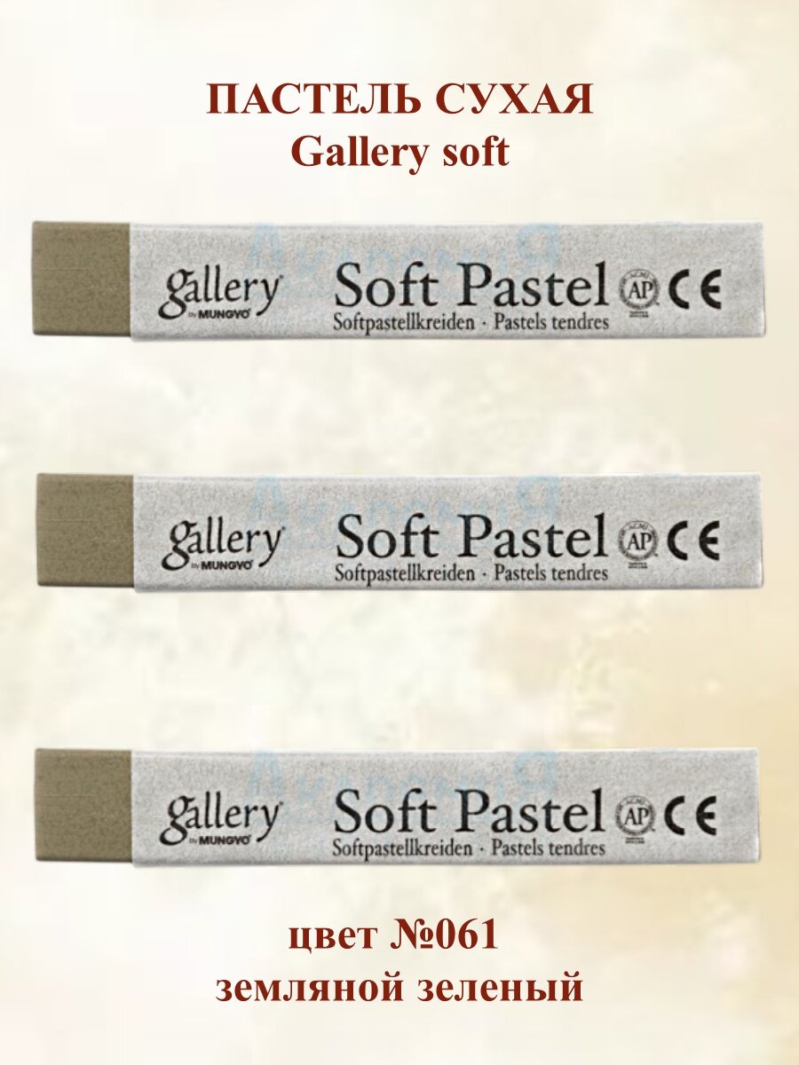 Пастель сухая мягкая профессиональная MUNGYO Gallery №061 земляной зеленый (3шт)