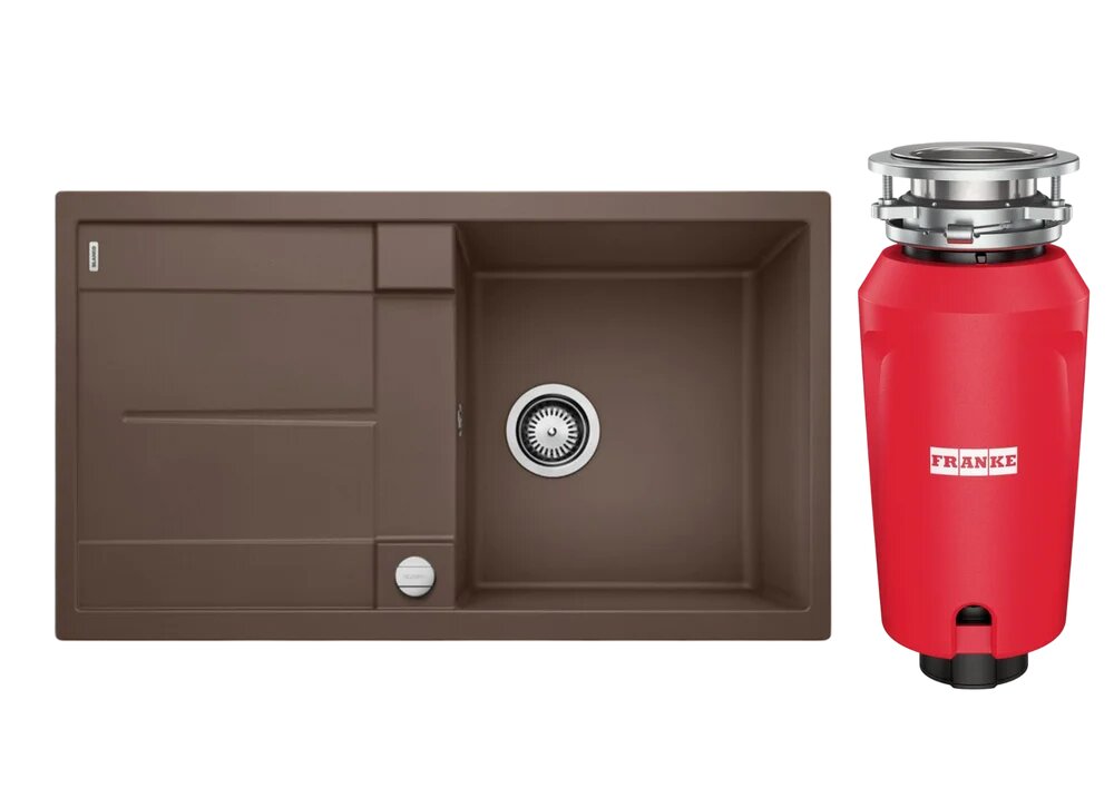 Комплект Мойка Blanco Metra 5S 515041 86x50, кофе, искусственный гранит / Измельчитель Franke 134.0715.094 механический