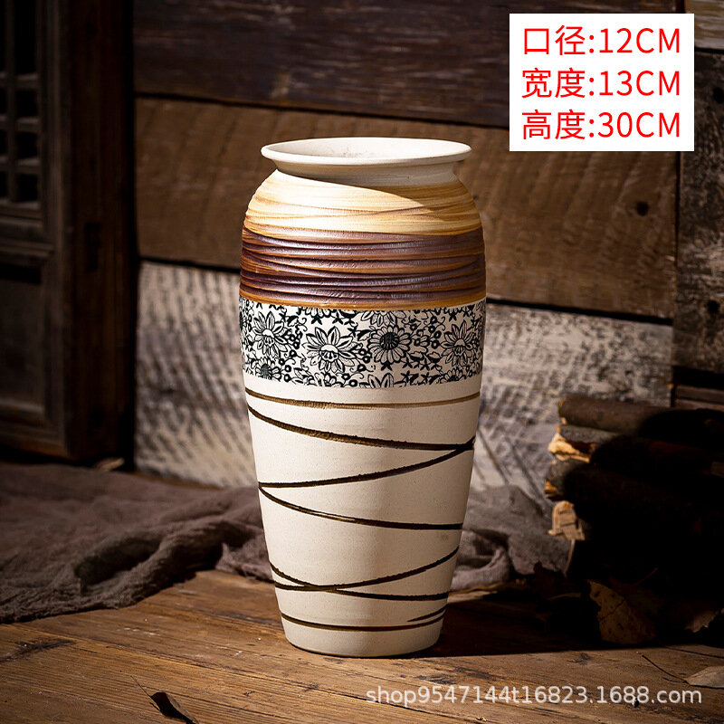 Новая китайская стильная ваза из керамики, ретро гидропонный горшок, декоративные сухие цветы, цветочная композиция для гостиной, напольный цветочный горшок