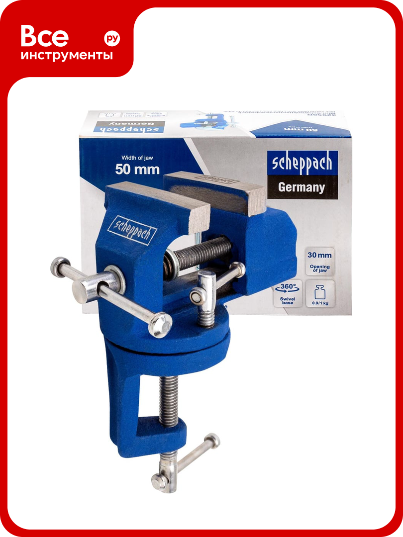 Тиски слесарные поворотные мини Scheppach (ширина губ - 50мм) Sch-32950R(66050)