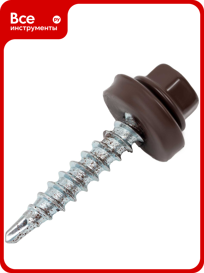 Gigant Кровельный саморез цинк RAL 8017 сверло 250шт G-124120 оцинкованное покрытие шестигранная головка