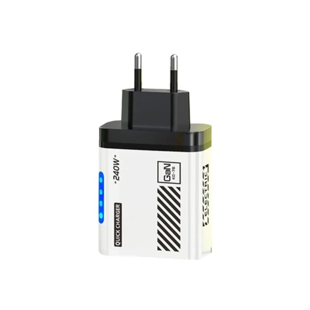 USB A + C 240 Вт Разъем для зарядного устройства Многопортовый с подсветкой Адаптер для зарядного устройства для телефона Быстрая зарядка PD QC3.0 для iPhone/Xiaomi/Samsung White-EU