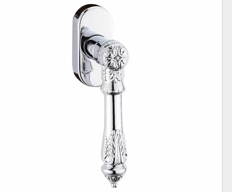 Поворотная ручка для окон и дверей, 43 мм, в эксклюзивном трехмерном рельефе из винтажной латуни