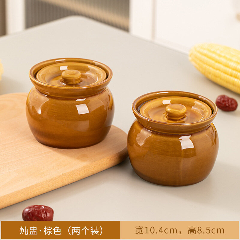 ⭐Керамическая кастрюля для тушения, водонепроницаемая кастрюля для тушения, суповая кастрюля с крышкой, кастрюля для приготовления яиц на пару, китайская закуска Шаксянь, керамическая чашка для супа⭐